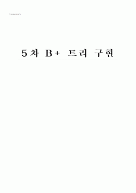 5차 B+ 트리 (B플러스 트리) 구현-1페이지