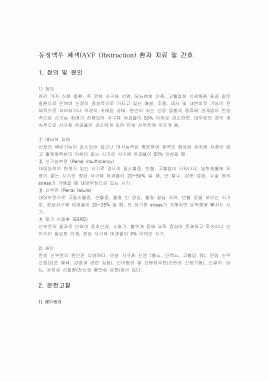동정맥루 폐색(AVF Obstruction) 환자 치료 및 간호-1페이지