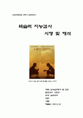 웩슬러 지능검사 시행 및 해석-1페이지