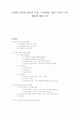 디지털 지상파 방송의 특징, 추진현황, 방송 도입의 주요 쟁점에 대한 조사-1페이지