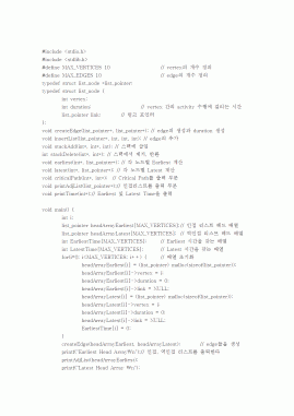 <자료구조론> aoe네트워크 프로그램 소스-1페이지