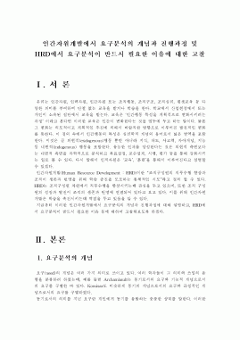 인간자원개발에서 요구분석의 개념과 진행과정에 대해 설명하고, HRD에서 요구분석이 반드시 필요한 이유에 대한 고찰-1페이지