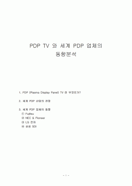 [시장조사론]PDP TV와 세계 PDP TV 업체의 동향분석-1페이지