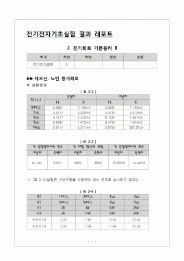 [결과보고서] 2. 전기회로 기본원리 II-1페이지