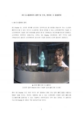 3D 디스플레이의 종류 및 구조, 원리와 그 응용분야-1페이지