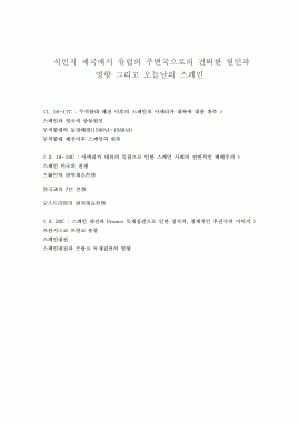 식민지 제국에서 유럽의 주변국으로의 전락한 원인과 영향 그리고 오늘날의 스페인-1페이지