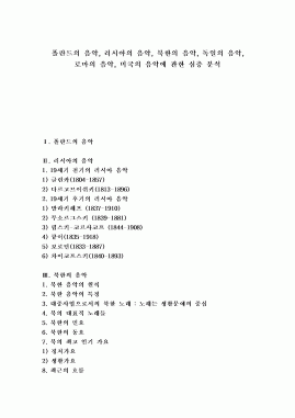 [음악][폴란드의 음악][러시아의 음악][북한의 음악][독일의 음악][로마의 음악][미국의 음악]폴란드의 음악, 러시아의 음악, 북한의 음악, 독일의 음악, 로마의 음악, 미국의 음악에 관한 심층 분석-1페이지