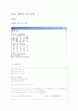 floyd알고리즘 최단경로 구하기-1페이지