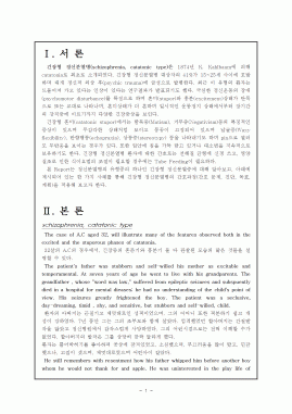 핸드북 정신간호 케이스, 긴장형 정신분열증-1페이지