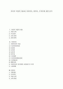 [의사][의사의 직업적 개요][치과의사][한의사][수의사]의사의 직업적 개요와 치과의사, 한의사, 수의사에 관한 분석(의사, 의사 직업적 개요, 치과의사, 한의사, 수의사, 치과의사 자격, 한의사 자격, 수의사 자격)-1페이지