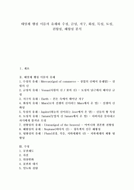 [태양계 행성][태양계 행성 이름][수성][금성][지구][화성][목성][토성][천왕성][해왕성]태양계 행성 이름의 유래와 수성, 금성, 지구, 화성, 목성, 토성, 천왕성, 해왕성 분석(태양계, 수성, 금성,지구,화성,목성)-1페이지