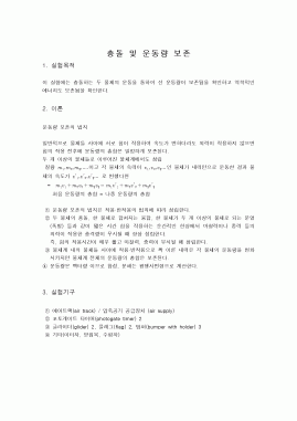 [물리학실험][실험레포트] 충돌 및 운동량 보존-1페이지