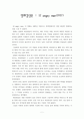 [영화감상문] 12 angry men (12인의 노한 사람들) -1페이지