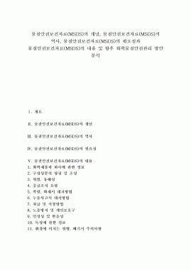 [물질안전보건자료][MSDS]물질안전보건자료(MSDS)의 개념, 물질안전보건자료(MSDS)의 역사, 물질안전보건자료(MSDS)의 필요성과 물질안전보건자료(MSDS)의 내용 및 향후 화학물질안전관리 방안 분석-1페이지