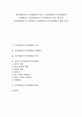 [시민혁명][부르주아혁명][영국시민혁명]시민혁명(부르주아혁명)의 의의, 시민혁명(부르주아혁명)의 발생원인, 시민혁명(부르주아혁명)과 시민, 영국의 시민혁명(부르주아혁명), 시민혁명(부르주아혁명)의 평가 분석-1페이지