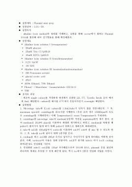plasid mini prep 레포트 자료-1페이지