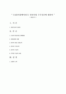 UAE(아랍에미리트) 원전사업 수주성공에 대하여-1페이지