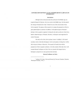 CONVERSATION BETWEEN CALVIN AND BERNARD OF CLAIRVAUX ON SOTERIOLOGY(구원론에 관한 캘빈과 버나드의 대화)-1페이지