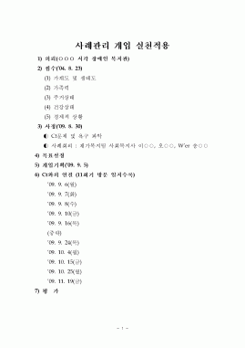 사례관리 개입 보고서 (인테이크, 사정, 개입계획, 11회기 방문일지 수록)-1페이지