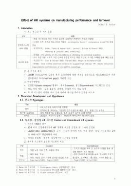 Effect of HR systems on manufacturing performance and turnover-1페이지