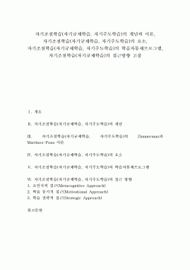 자기조절학습(자기규제학습, 자기주도학습) 개념과 이론, 자기조절학습(자기규제학습, 자기주도학습) 요소, 자기조절학습(자기규제학습, 자기주도학습) 학습자통제프로그램, 자기조절학습(자기규제학습) 접근방향-1페이지