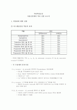 자율신경계의 약리 실험 보고서-1페이지