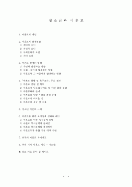 청소년 미성년자 미혼모(발생원인, 영향, 현황및욕구조사, 미혼모 사례, 복지정책, 외국의 복지정책, 미혼모시설, 자모원) 보고서-1페이지