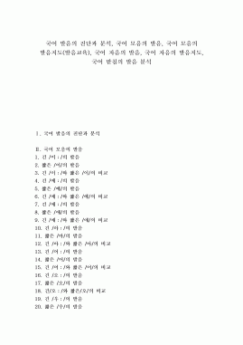 [발음][국어 발음][국어][발음지도][발음교육][자음][받침]국어 발음의 진단과 분석, 국어 모음의 발음, 국어 모음의 발음지도(발음교육), 국어 자음의 발음, 국어 자음의 발음지도, 국어 받침의 발음 분석-1페이지
