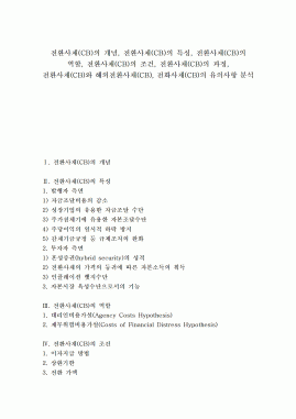 [전환사채][해외전환사채][CB]전환사채(CB)의 개념, 전환사채(CB)의 특성, 전환사채(CB)의 역할, 전환사채(CB)의 조건, 전환사채(CB)의 과정, 전환사채(CB)와 해외전환사채(CB), 전화사채(CB)의 유의사항 분석-1페이지