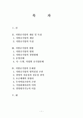지방공기업 지방공기업의 개념 지방공기업의 문제점 지방공기업의 현황 지방공기업의 특징-1페이지