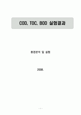 COD TOC BOD 실험결과-1페이지