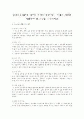 다중지능이론에 비추어 자신이 갖고 있는 우세한 지능과 계발해야 될 지능을 기술하시오-1페이지