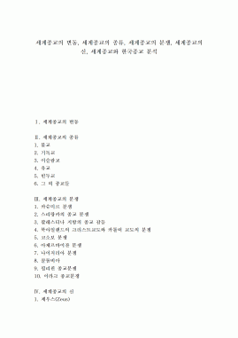 [세계종교][종교][세계종교의 변동][세계종교의 종류][세계종교의 분쟁][세계종교의 신][세계종교와 한국종교]세계종교의 변동, 세계종교의 종류, 세계종교의 분쟁, 세계종교의 신, 세계종교와 한국종교 분석-1페이지