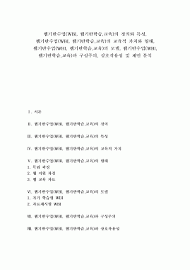 웹기반수업(WBI, 웹기반학습,교육) 정의와 특성, 웹기반수업(WBI, 웹기반학습,교육) 교육적 가치와 형태, 웹기반수업(WBI, 웹기반학습,교육) 모델, 웹기반수업(WBI, 웹기반학습)과 구성주의, 상호작용성 및 제언-1페이지