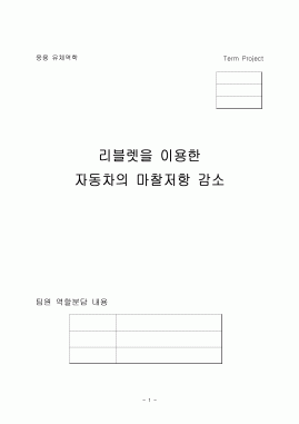 응용유체역학 텀프 - 리블렛을 이용한 자동차의 마찰저항 감소-1페이지