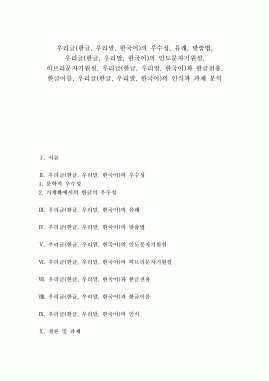 우리글(한글, 우리말, 한국어)우수성,유래,맞춤법, 우리글(한글, 우리말, 한국어)인도문자기원설,히브리문자기원설, 우리글(한글, 우리말, 한국어)과 한글전용,한글이름, 우리글(한글, 우리말, 한국어)인식과 과제-1페이지