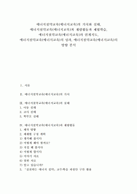 에너지절약교육(에너지교육)의 가치와 실태, 에너지절약교육(에너지교육)과 재량활동과 체험학습, 에너지절약교육(에너지교육)과 연계지도, 에너지절약교육(에너지교육)의 성과, 에너지절약교육(에너지교육) 방향-1페이지