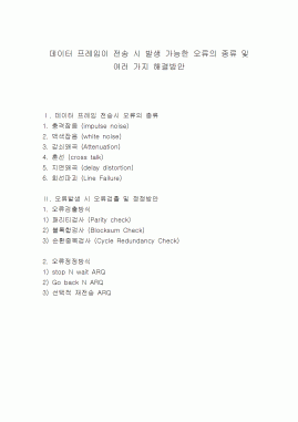 데이터 프레임이 전송 시 발생 가능한 오류의 종류 및 여러가지 해결방안-1페이지