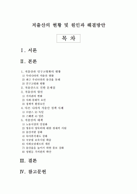[저출산] 저출산의 원인과 대책-저출산 현황, 저출산해결방안, 정책 사례, 문제점-1페이지