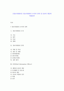[정보자원관리] 정보자원관리 조직과 인력 및 CIO의 개념과 역할임무-1페이지