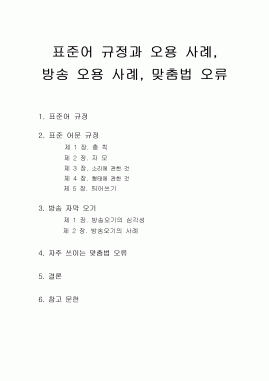 표준어 규정과 오용 사례, 방송, 맞춤법 오류-1페이지