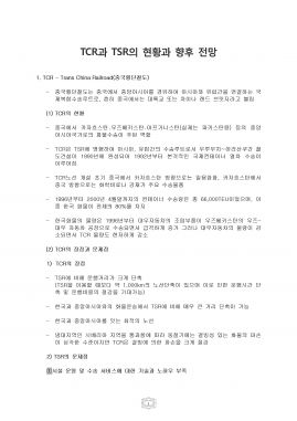 TCR과 TSR의 현황과 향후 전망-1페이지