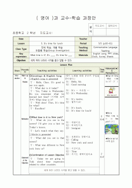 2)영어-5. It’s time for lunch - What time is it, Its~  It’s time for -1페이지