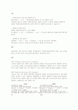 컴퓨터 개론 시험문제 답-1페이지