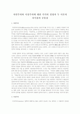 자연주의와 이상주의에 대한 각각의 설명과 두 이론의 차이점과 공통점 -1페이지