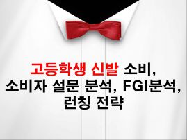고등학생 신발 소비, 소비자 설문 분석, FGI분석, 런칭 전략-1페이지
