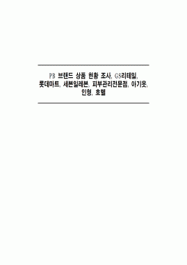 PB 브랜드 상품 현황 조사, GS리테일, 롯데마트, 세븐일레븐, 피부관리전문점, 아기옷, 인형, 호텔-1페이지