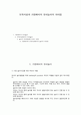 보육시설과 가정에서의 유아놀이의 차이점-1페이지