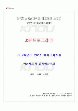 2012년 2학기 JSP프로그래밍 출석대체시험 핵심체크-1페이지