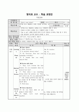 초등5) <(영어)과 교수-학습 과정안 {중안} 82 ~ 83p (2차시)> 7. Hows your sister? - 안부를 묻고 대답하는 표현, 인물을 묘사하는 표현-1페이지